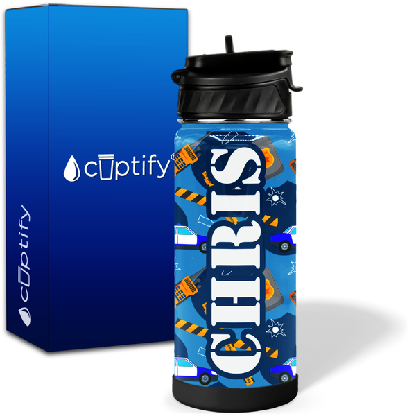 Personalized Police 18oz Wide Mouth Kids Water Bottle - Cuptify
